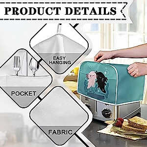 Gomyblomy Axolotl Kitchen Aid Toaster Cover with Handle & Pocket, Lightweight Oven Protection Cover, Small Appliance Dust Cover for 4 Slice Toaster