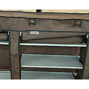 TXT&BAZ 27-Pairs Tool Free Easy Assembled Boot Rack Double Row Shoe Rack Covered with Nonwoven Fabric (7-Tiers Brown)