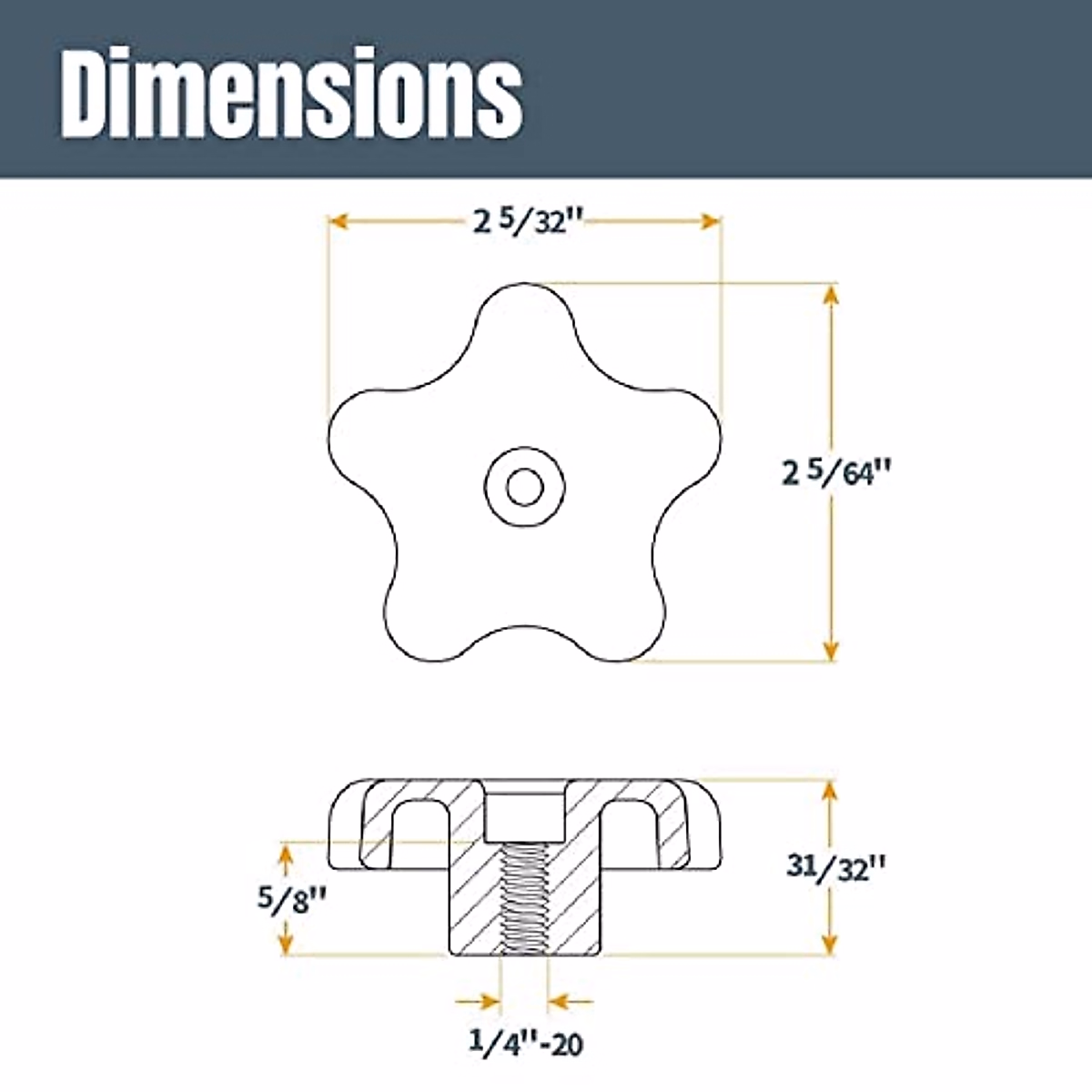 POWERTEC 71070 T Track Knob Kit w/ 5 Star Knob, 1/4-20 Threaded Bolts and Washers, 12 Piece Set, T Track Bolts, T Track Accessories for Woodworking Jigs and Fixtures