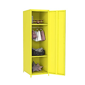 Lecut 51" Tall Locker Cabinet with Magnetic Door and 2 Adjustable Shelves Metal Storage Locker for Home School Office to Store Clothes Bags Toys and Book (Yellow)