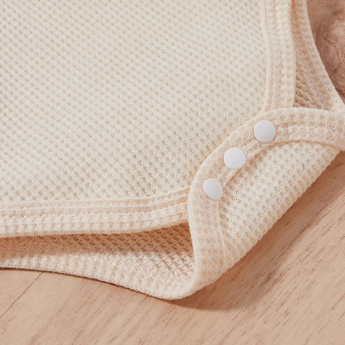 Thorn Tree Newborn Baby Boy Girl Long Sleeve Clothes Set Unisex Baby Knitted Outfits Infant Solid Snap Bodysuit Ribbed Pants (Beige,0-3 Months)