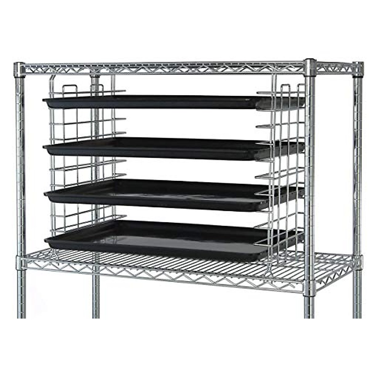 Quantum Storage Systems TS18C 18" Deep Tray Slide Set for Wire Shelving Units, Chrome Finish, 12" Height x 27" Width x 18" Depth