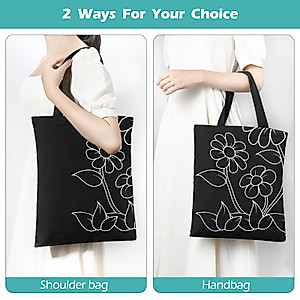 YOUKE OLA 20 Pieces Canvas Tote Bags Reusable Grocery Large Blank Canvas Tote Bags for Heat Transfer Vinyl DIY Decorating and Crafting 14" x16”Black