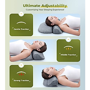 6-IN-1 Adjustable Cervical Neck Pillows for Pain Relief Sleeping, Memory Foam Bolster Pillows with Detachable Pad, Neck Support Pillow for Body Lumbar Knee Leg Back Orthopedic Neck Roll (Grey)