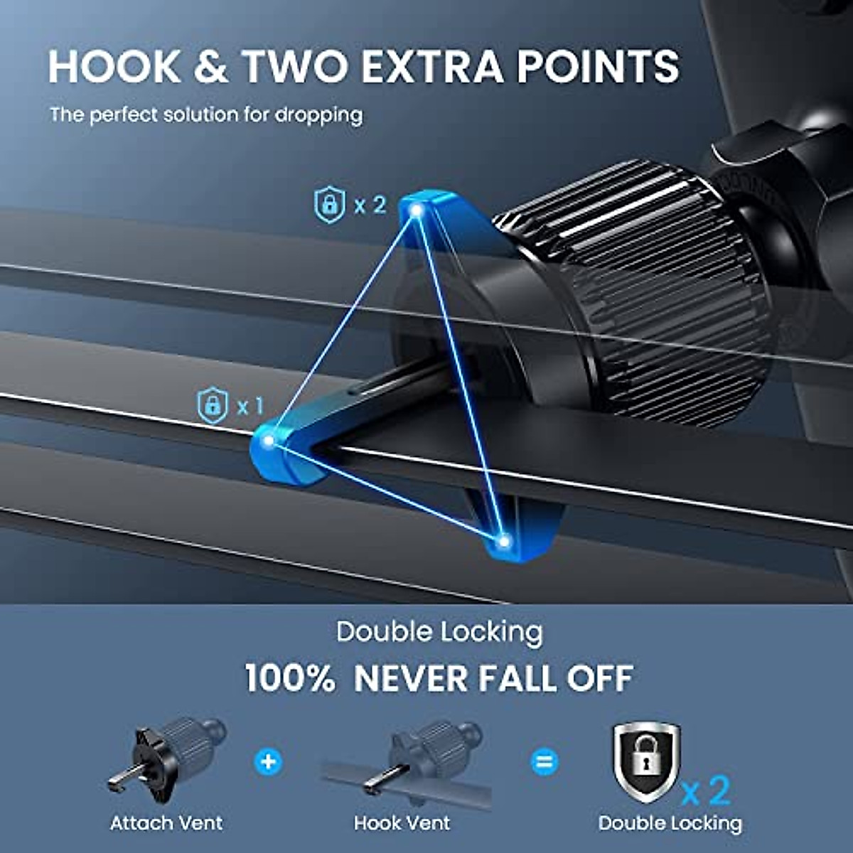 Qifutan Phone Mount for Car Vent [Upgraded Metal Clip] Cell Phone Holder Car Hands Free Cradle in Vehicle Car Phone Holder Mount Fit for Smartphone, iPhone, Cell Phone Automobile Cradles Universal