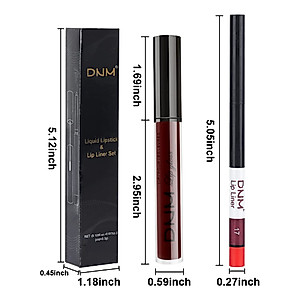 AMY'S DIARY 2pcs Matte Dark Red Lip Liner and Lipstick Makeup Set, Liquid Lipstick 24H and Lip Liner Set Matt Liquid Lips Make Up Waterproof Long Lasting Lipstick Matte Kit (#17)