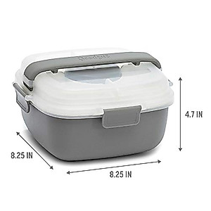 Goodful Stackable Lunch Box Container, Bento Style Food Storage with Removeable Compartments for Sandwich, Snacks, Toppings & Dressing, Leak-Proof and Made without BPA, 56-Ounce, Gray