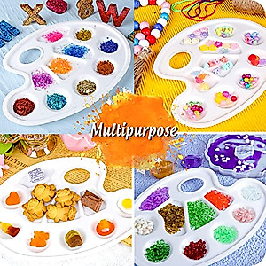 Oval Paint Tray Palettes, FANDAMEI Plastic Paint Tray Palette, Paint Palettes Paint Pallets with Thumb Hole for Adults & Kids, for Painting or DIY Craft Class, White, 2 PCS