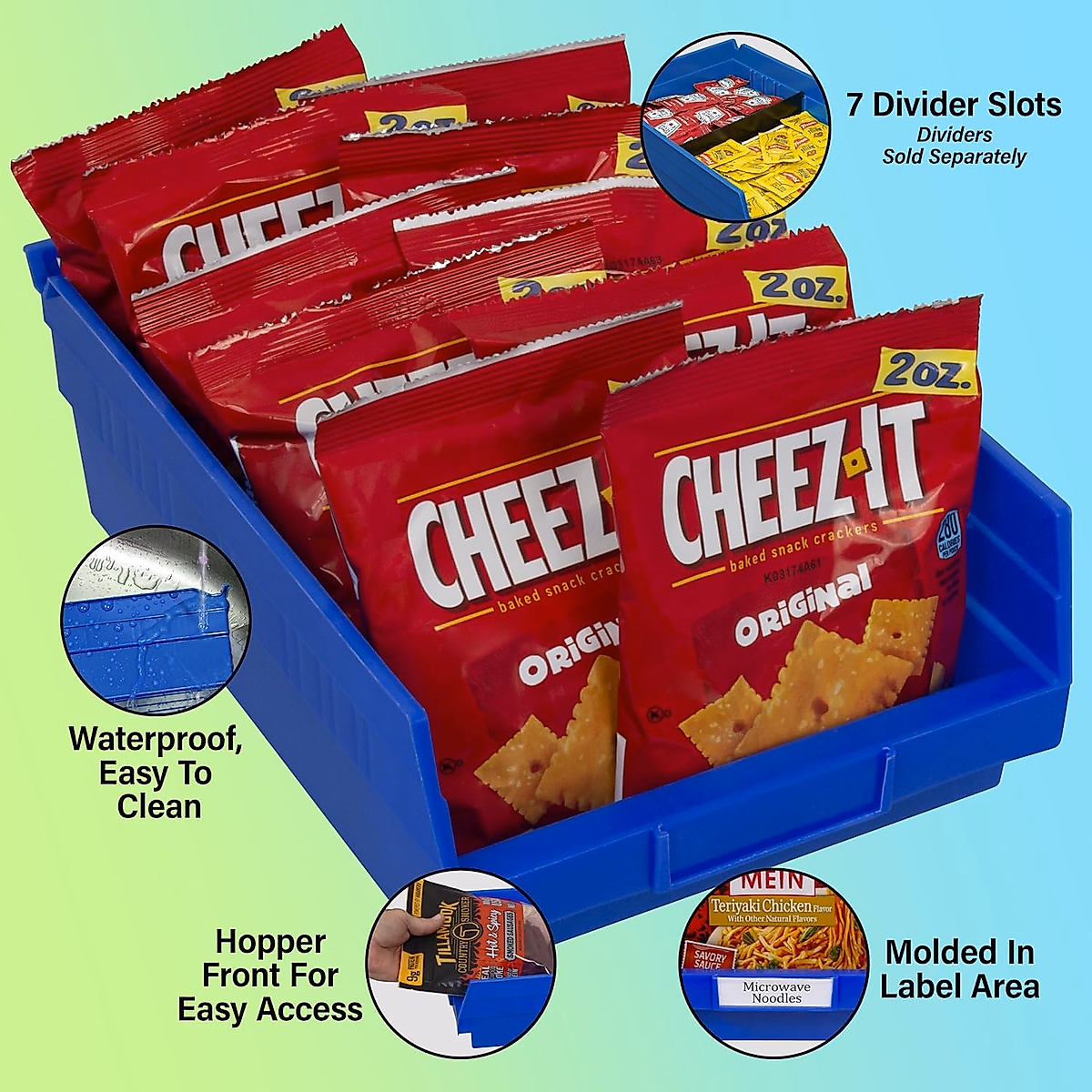 Akro-Mils 30150 Plastic Shelf Bins, Heavy Duty Storage Bins for Garage, Closet, and Drawer Organization, 12-Inch x 6-1/2-Inch x 4-Inch, Blue, 12-Pack