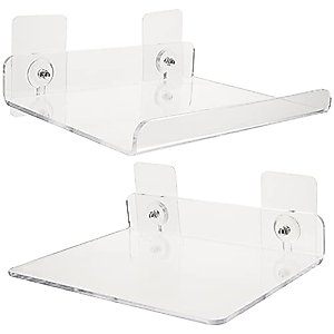 DOITOOL 2Pcs Clear Acrylic Floating Shelf Wall Mount Wall Ledge Shelf Invisible Hanging Storage Shelves Display Organizer Rack for Bookshelf Toys Figure Bathroom Kitchen