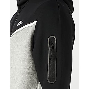Nike Men's Sportswear Fleece Full-Zip Hoodie CU4489 010, Black/Dark Grey Heather/White, XX-Large