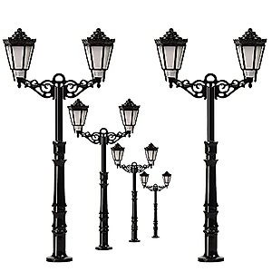 LQS77 3pcs Model Railroad Two-Heads N Scale 1:160 Lamp Street Lgiht Led (N Scale)