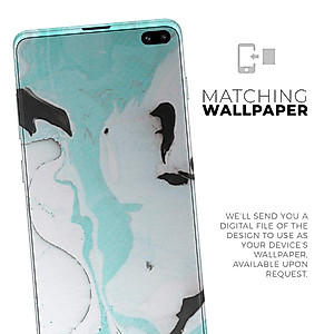 DesignSkinz Black and Teal Textured Marble Protective Vinyl Decal Wrap Skin Cover Compatible with The Samsung Galaxy S20 (Screen Trim & Back Glass Skin)