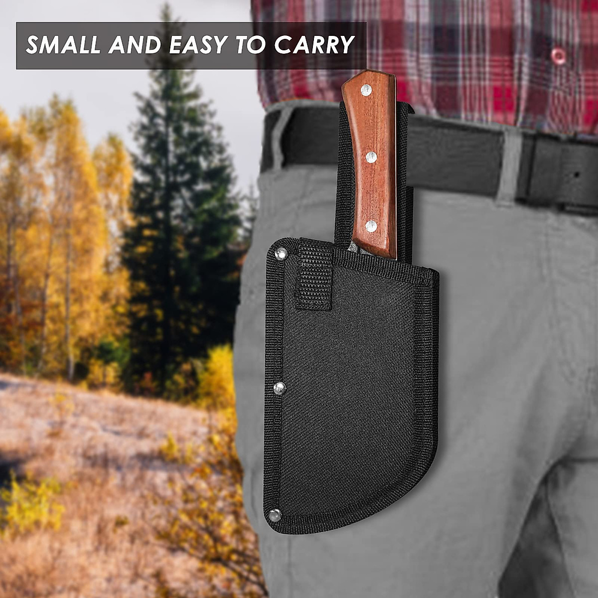 UniqueFire Full Tang 5.8 Inch Meat Cleaver, Sharp Mini Chefs Knife, Carbon steel Handmade Blade, Perfect Outdoor Gift, Mini Camping Knife with Sheath for BBQ, Fishing, Hiking