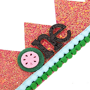 NUOBESTY Baby First Birthday Decoration Kit 1st Birthday Watermelon Banner Crown Cake Topper Party Backdrop Supplies for Girls Boys Kids Baby Shower