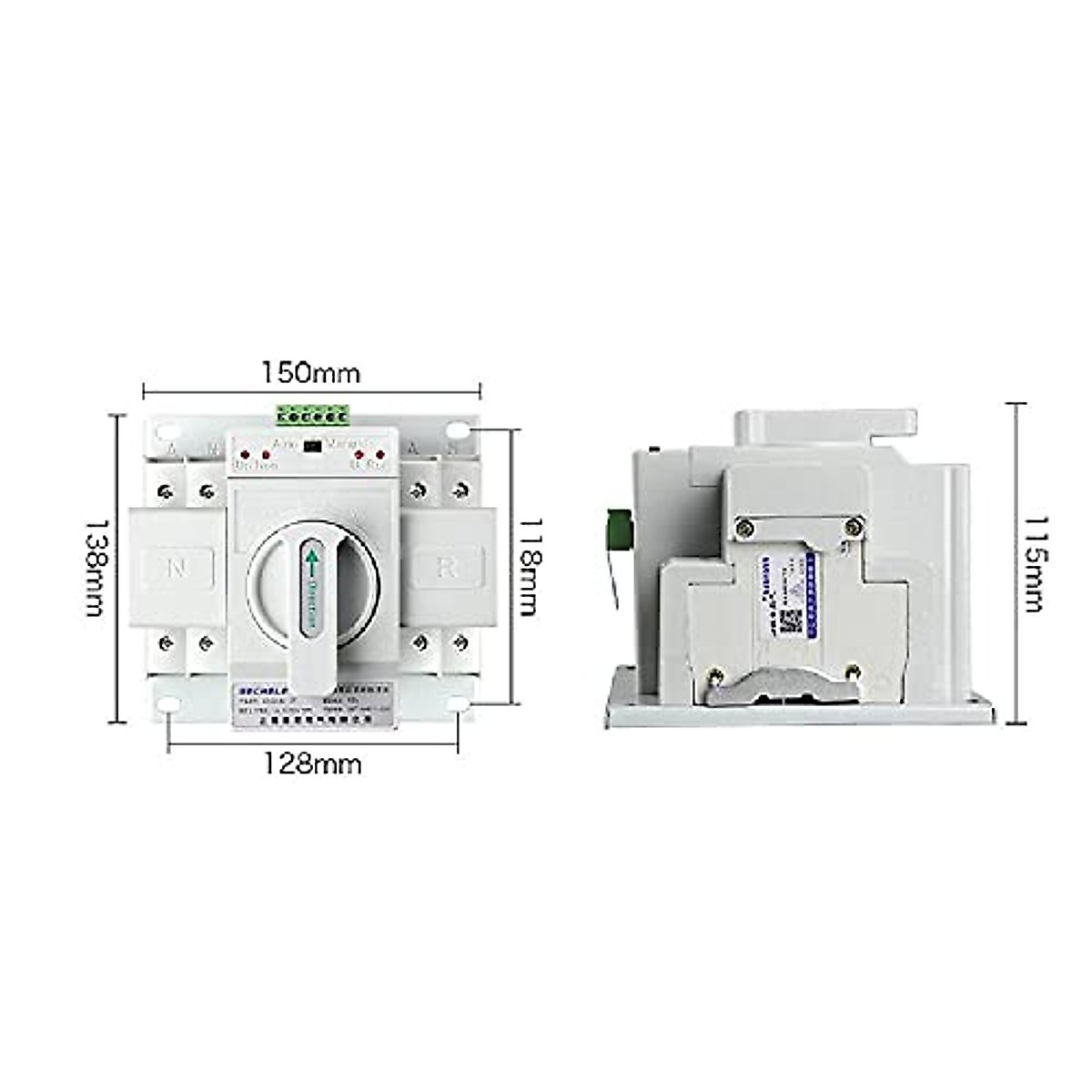 AC 220V/110V 2P 63A Dual Power Automatic Transfer Switch Dual Power Generator Changeover Switch 50HZ/60HZ Automatic and Manual