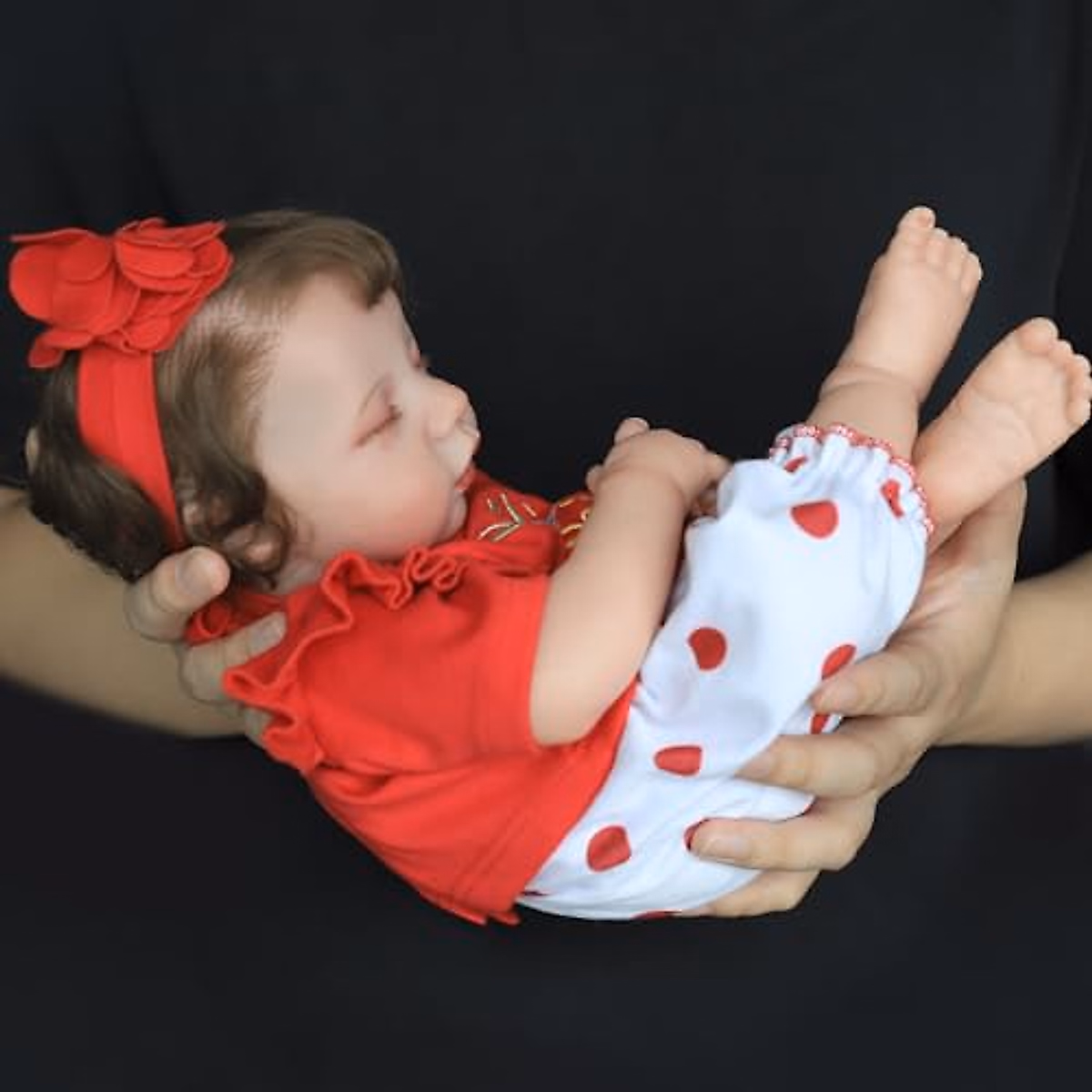 SCOM Reborn Baby Dolls - 19-Inch Lifelike Sleeping Baby Dolls Girl with Soft Cloth Body Realistic-Newborn Baby Doll Gift Set for Kids Age 3+