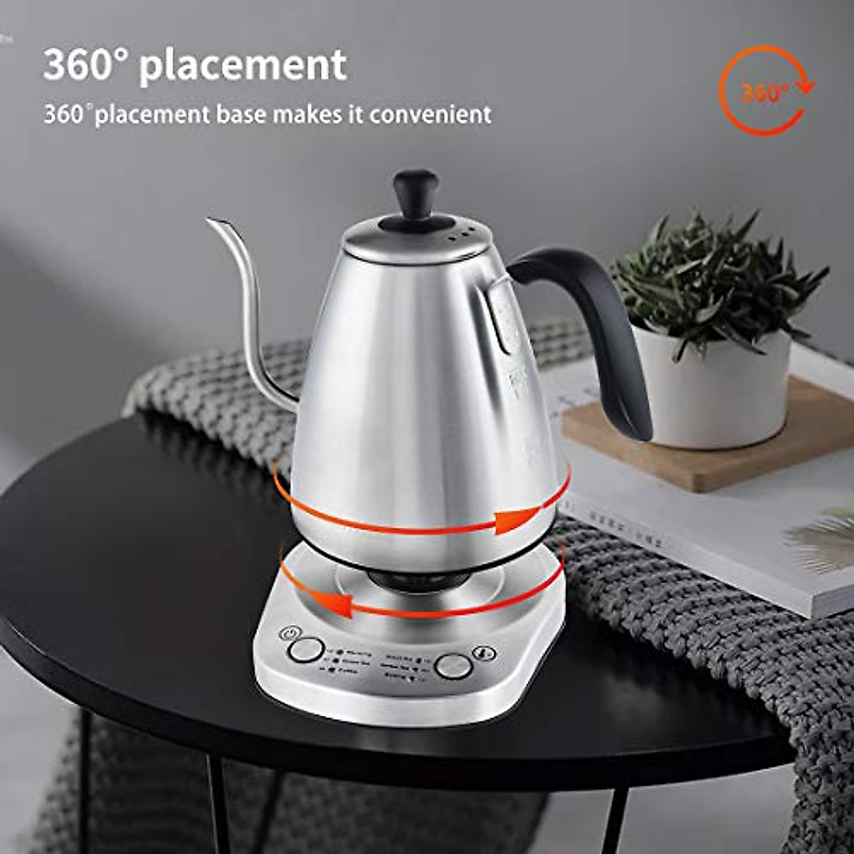 CUSIMAX Gooseneck Kettle, 1000W Electric Kettle 1L, Variable Kettle with 6 Temperatures Pour Over for Drip Coffee and Tea, Stainless Steel Kettle with Auto Keep Warming and Boil-Dry Protection