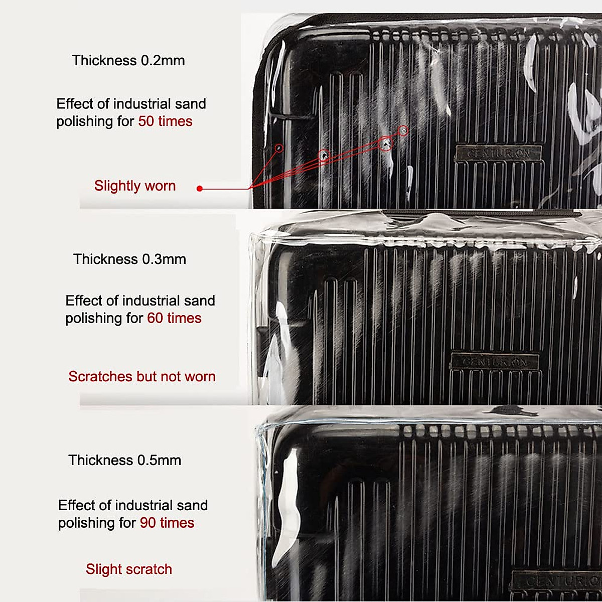 MosaiRudo Clear PVC Luggage Cover Protectors Transparent Travel Luggage Protector for Wheeled Suitcase (No border Thickness 0.3mm, 30inch)