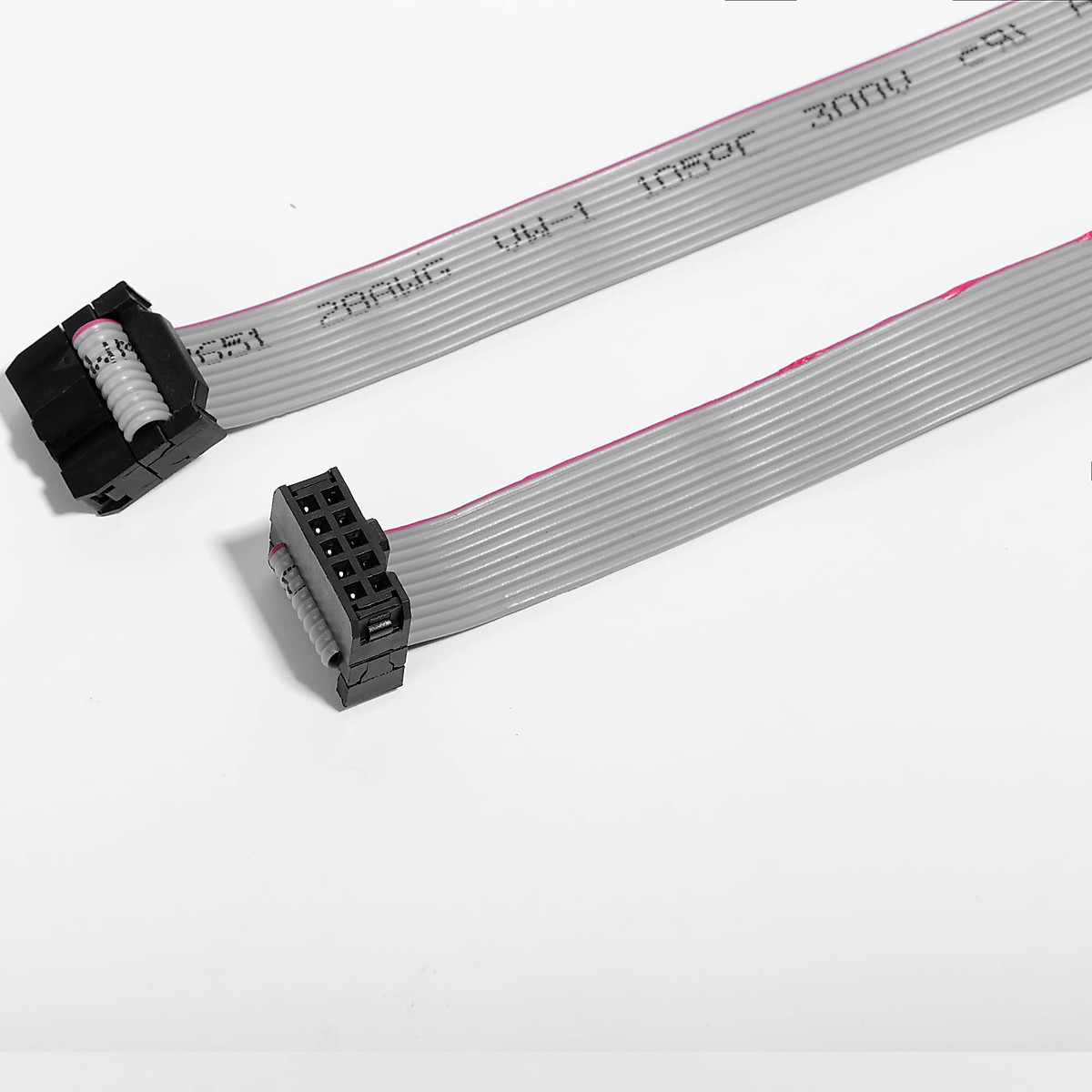 LIANSHU 2Pack Flat Ribbon Cable 2.54mm Pitch 2 Row 10 Pin Female to Female Wires IDC Ribbon Connector L=1M/ 3.3FT