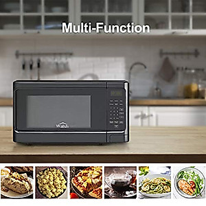 Walsh WSCMS311BK-10 Countertop Microwave Oven, 6 Cooking Programs LED Lighting Push Button, 1.1 Cu.Ft/1000W, Black