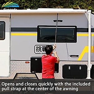 Suncode White RV Modular Retractable Manual RV Awning Frame Assemblies and Fabric for RV,5th Wheel,Travel Trailers,Toy Haulers,and Motorhome RV Trailer Awning for Home or Camper-16x8Ft-Sliver Fade