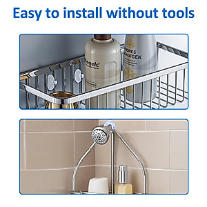 PEOVLVN 6 Pieces Suction Cups for Shower Caddy, Shower Caddy Connectors Suction Cup Hooks with 3 Pieces Rubber Rings Shower Hooks for Inside Shower Bathroom Decor and Replacement