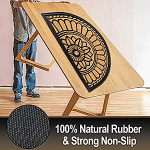 Mibao Half Round Door Mat, Non-Slip Welcome Entrance Way Mat, Durable Rubber Mats, Low-Profile Heavy Duty Doormat, Circle Mats for Garage, Patio, High Traffic Areas, 24" x 36", Yellow