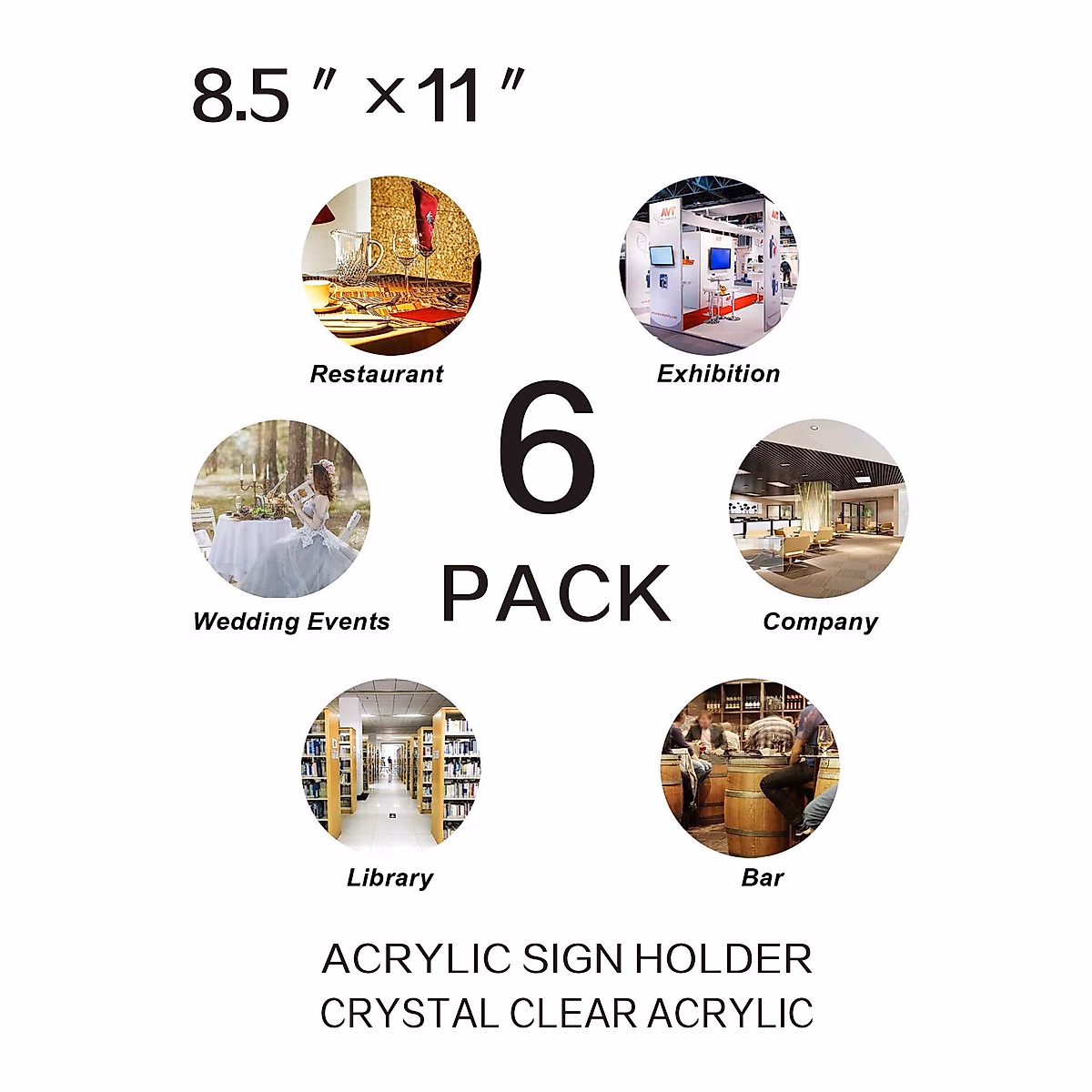 ikgopiz Acrylic Sign Holder 8.5 x 11-Acrylic T-Shaped Desktop Display Stand, Sign Holder,Menu ad Frame. Suitable for Restaurants, Promotions, Photo Frames, Events, Meetings (6 Pieces)