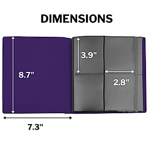 Sentinol Small Card Collection Binder - 4 Pocket Trading Card Binder with Sleeves Hold 160 Cards in Heavyweight Sleeves, Card Album for Baseball Card, Hockey Cards, Mini Photos (Purple, 1 Pack)