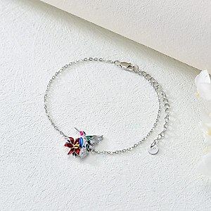 PEIMKO Hummingbird Bracelet Sterling Silver Cute Animal bird Bracelet Good Luck Bracelets Gift for Women