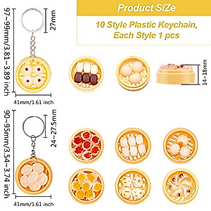 OLYCRAFT 10Pcs Mini Food Keychain Steamed Stuffed Bun Keychain Cute Delicious Food Keychain Accessories Creative Instant Key Ring for Phone and Bag Decoration