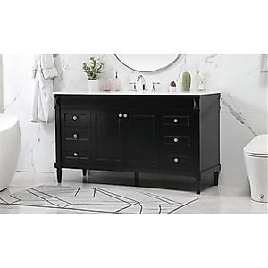 Elegant Decor Indoor Modern Under Sink Bathroom Fixtures Storage Organizer Cabinet 60 inch Single Bathroom Vanity - Black