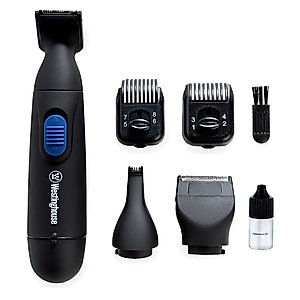 Westinghouse Men's All-in-One Beard Trimmer, Stainless Steel Dual Sided Blades, Adjustable Lengths, Includes Nose and Ear Trimmer Attachment, Portable and Travel Ready