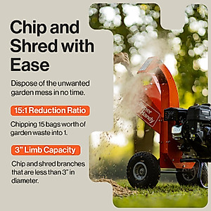 SuperHandy Mini Wood Chipper Shredder Mulcher Heavy Duty 7HP Compact Design 3" Inch Max Capacity