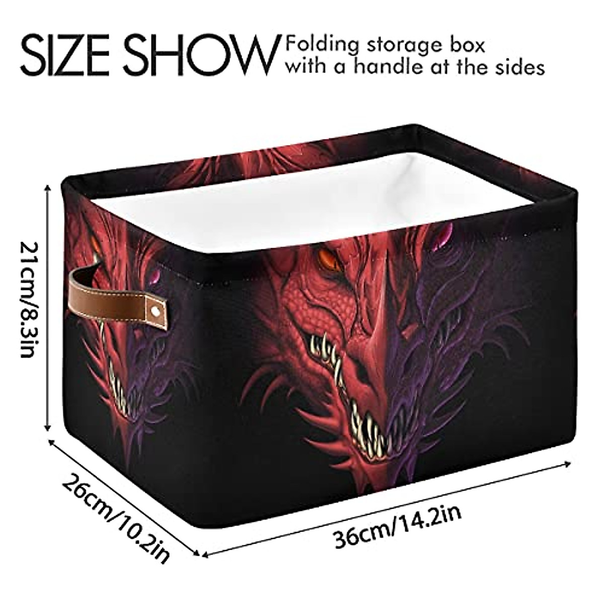 3D Magical Animal Dragon Storage Bins Basket, Collapsible Storage Cube Rectangle Storage Box with Handles for Shelf Closet Nursery Bedroom Home Office 1 Pack