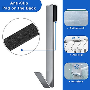 FUMAX Shower Door Hooks 10 in, Shower Hooks for Towels, Heavy Duty Drilling-Free Extended Shower Towel Hooks for Bathroom Frameless Glass Shower Door, Over The Door Towel Hooks 3 Packs