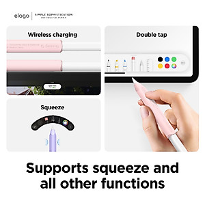 elago Pencil Grip 2 Pack Holder Sleeve Compatible with Apple Pencil (1st & 2nd Generation) and Apple Pencil (USB-C) [Lovely Pink & Lavender]