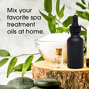 24 Pack Black Coated Boston Round Essential Oils Aromatherapy Glass Bottles Jar With Black dropper cap, 1oz