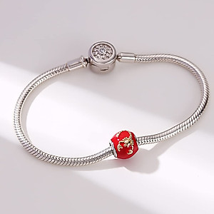 Birthday Zodiac Sign Charms Original 925 Sterling Silver Enamel Charms with Clear Cz for Bracelet (Red Scorpio)