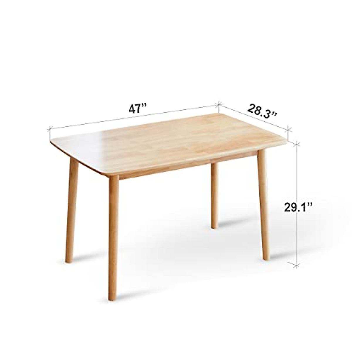 Livinia Aslan 47" Wooden Dining Table/Mid Century Modern Malaysian Oak Kitchen Table (Natural Oak) Table Only