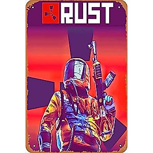 Yzixulet Rust Game Poster Poster Vintage Retro Metal Sign 8x12 Inch Man Cave Home Wall Decor