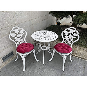 Mandolin 5-Piece Cast Aluminum Patio Bistro Set Outdoor Table Set Waterproof and Sun Resistant Outdoor Furniture Set (Rose White)