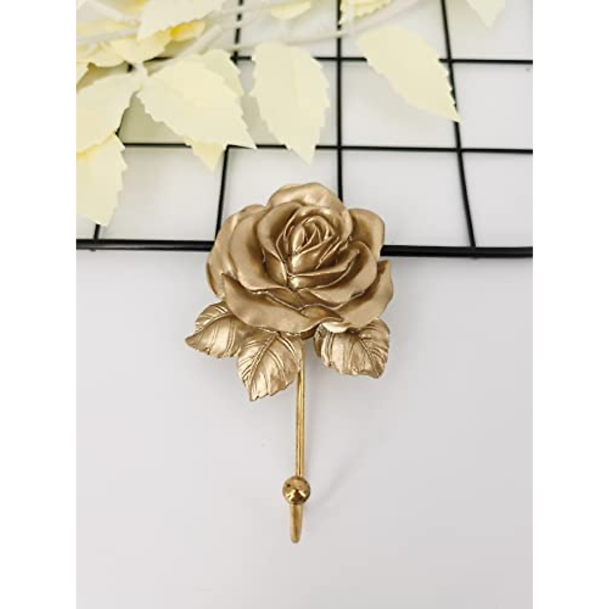 Rose Wall Hooks Coat Rack Hat Hooks Wall Mounted Cute Wall Decor- Decorative Hook 2 Pcs for Hanging Bathroom Kitchen Room Towels Keys Coats Hats Bags