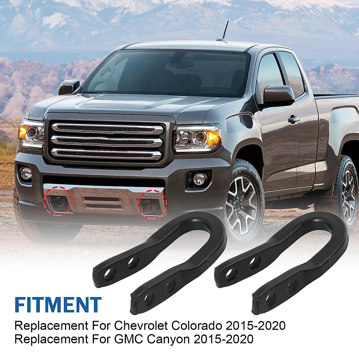 JDMSPEED New Recovery Hooks Tow Hooks Black Set 23253074 Replacement For Colorado GMC Canyon 2015-2019