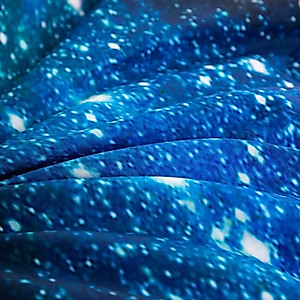 Tailor Shop Galaxy Comforter Set Universe Outer Space Blue and Purple Starry Sky Night Pattern Bedding Set for Girls Boys Kids Full Size with 1 Comforter 2 Pillowcases……