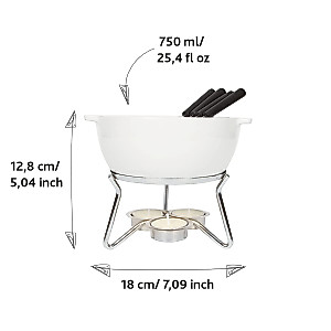 Boska Cheese Fondue Party Set - Fondue Pot Set Microwave Safe Ceramic Hot Pot Chocolate Fountain Snack - Wedding Registry Items Small Kitchen Appliances for up to 4 Persons
