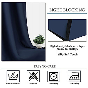 Diraysid Navy Blue Blackout Curtains for Bedroom and Living Room Thermal Insulated Room Darkening Curtains Drapes, 52 x 84, 2 Panels