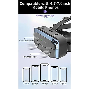 VR Headset Compatible with iPhone & Android Phone Within 4.7-7.2inch Display Screen- Universal Virtual Reality Goggles- Soft & Comfortable New 3D Glasses (G13-Black)
