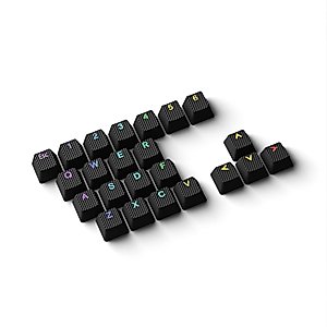 HK Gaming Rubber Keycaps Set | Anti-Slip Texture | Doubleshot Backlit Keycap Set | 23 Keys OEM Profile Key Set | for Mechanical Keyboard | Compatible with Cherry MX, Gateron, Kailh | Black